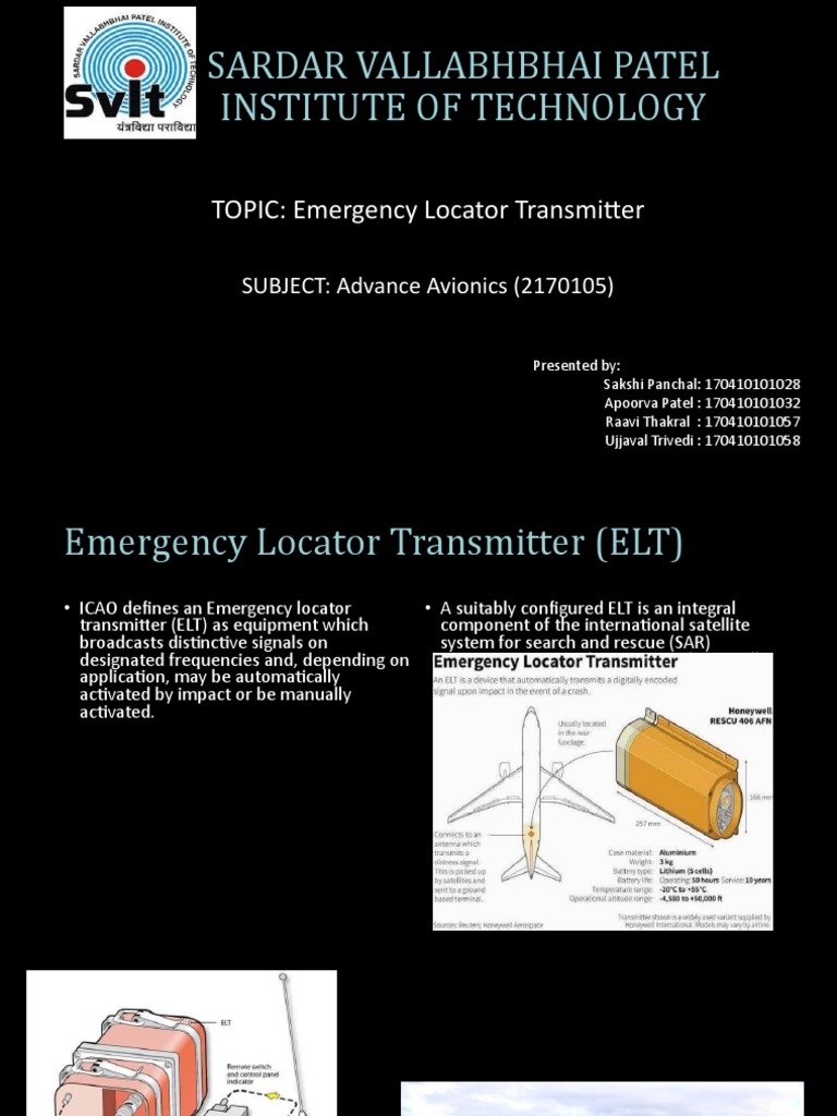 Advancement in Emergency Locator Transmitters: A Technical Presentation on ELT Types ...