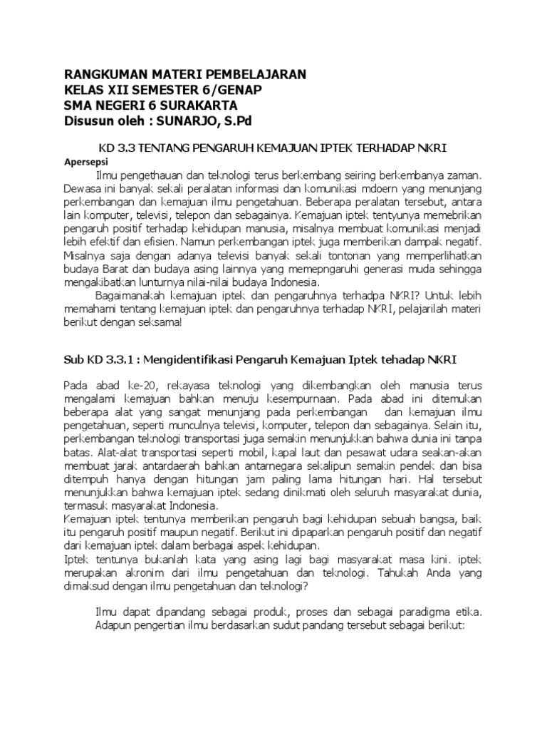 Rangkuman Materi Pembelajaran | PDF | Ilmu Sosial