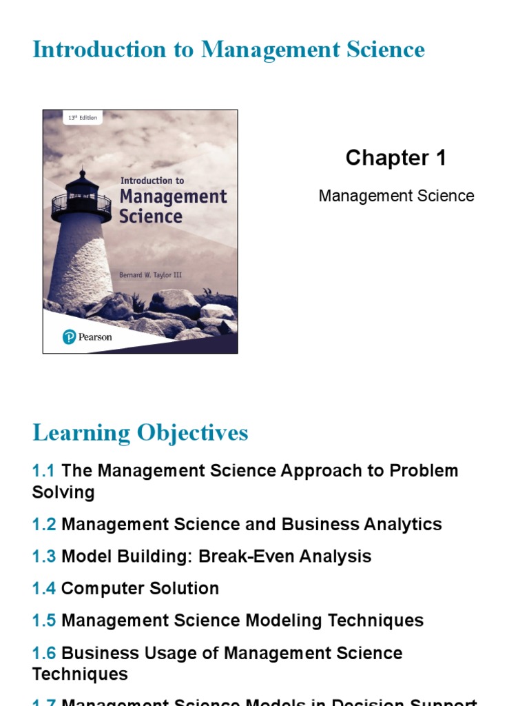 Chap1-Intro To Mansci BEP Analysis | PDF | Conceptual Model | Decision Support System