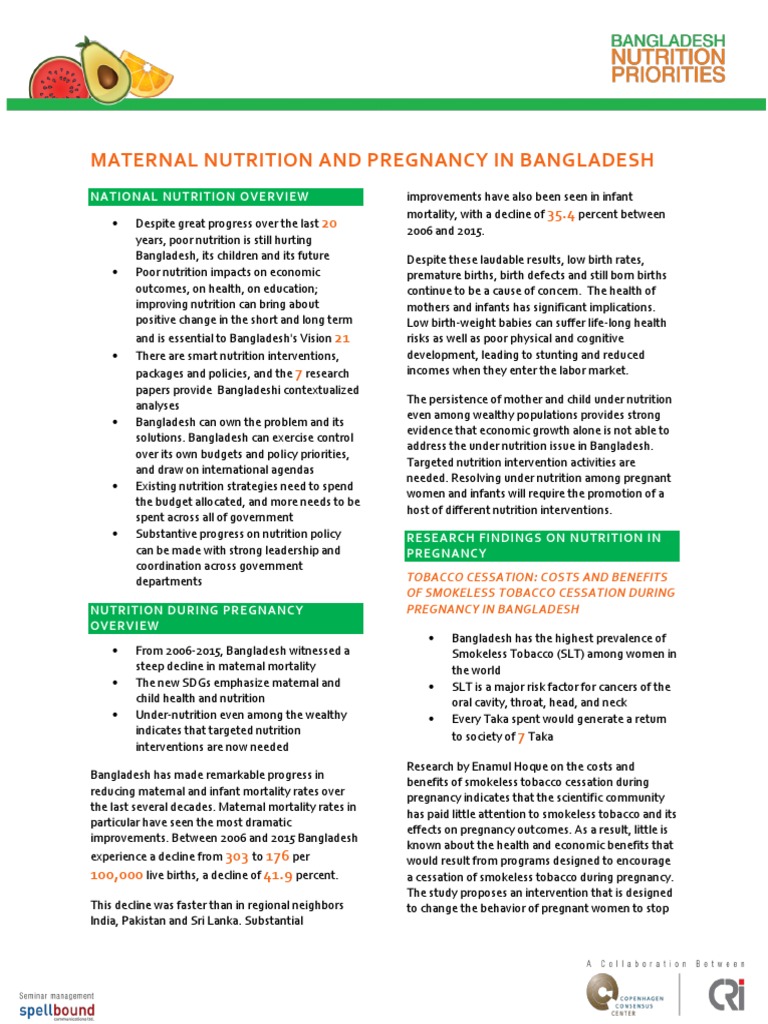 Maternal Nutrition and Pregnancy in Bangladesh | PDF | Infant Mortality ...