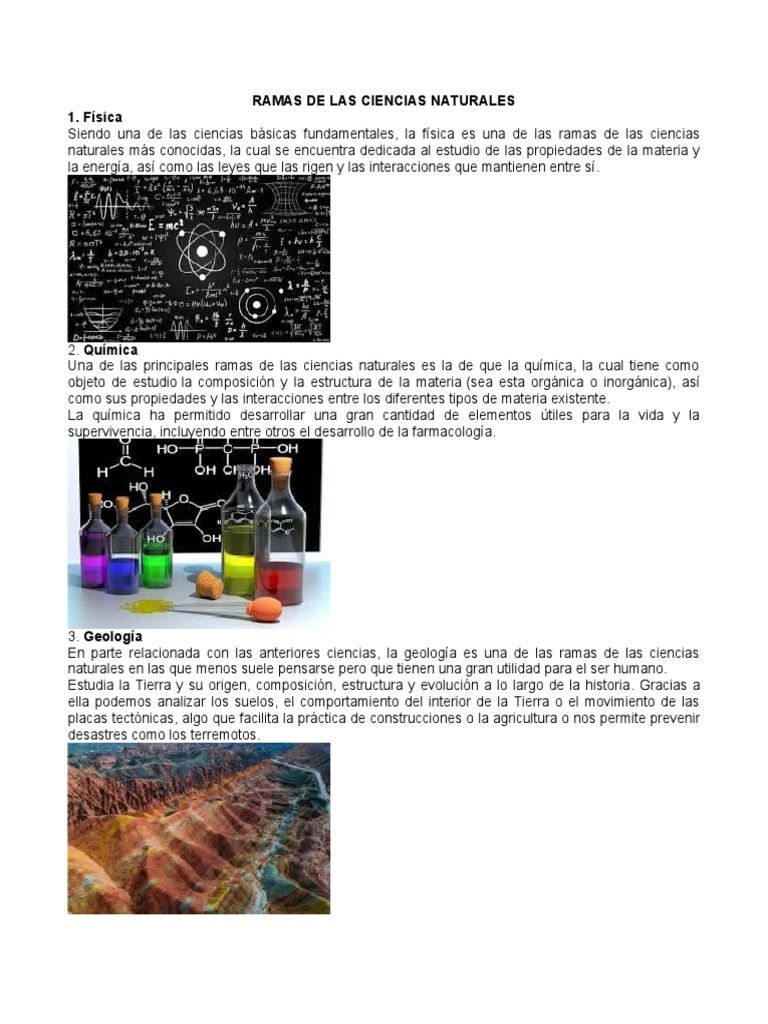 Ramas de Las Ciencias Naturales | PDF