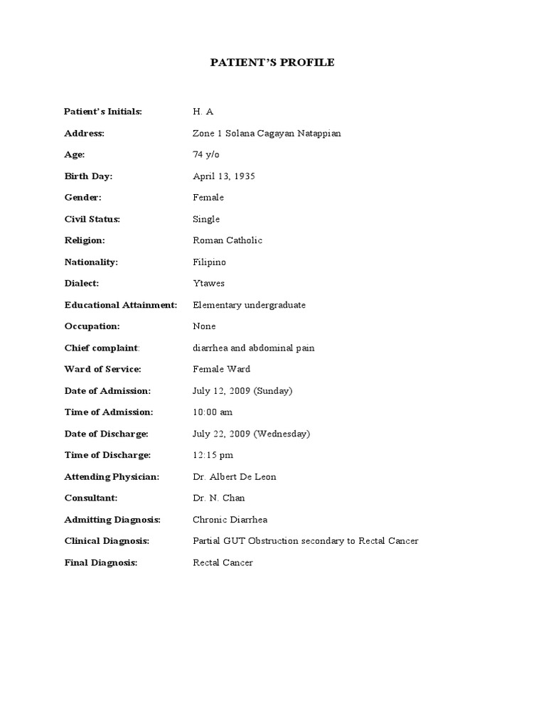 Patient's Profile | PDF