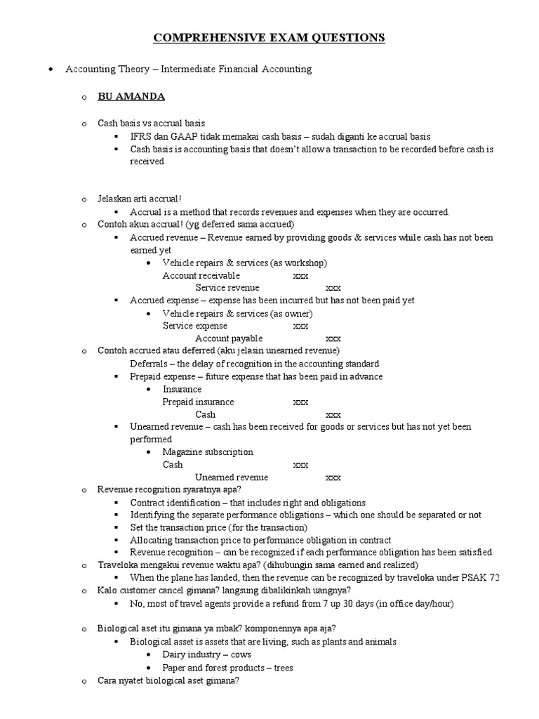 Comprehensive Exam Questions on Accounting | PDF | Financial Audit ...