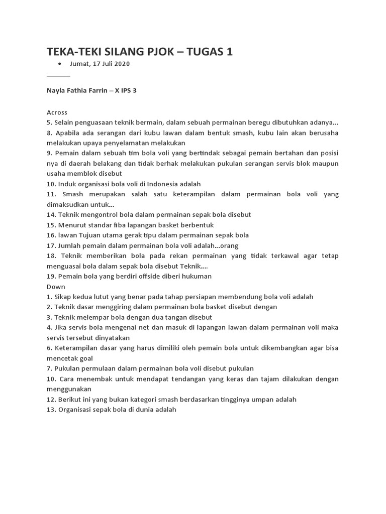 TTS PJOK - Bola Besar | PDF