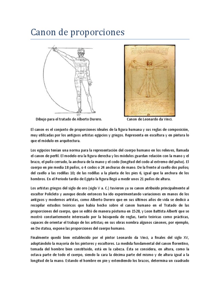 Canon De Proporciones Pdf Escultura Pinturas