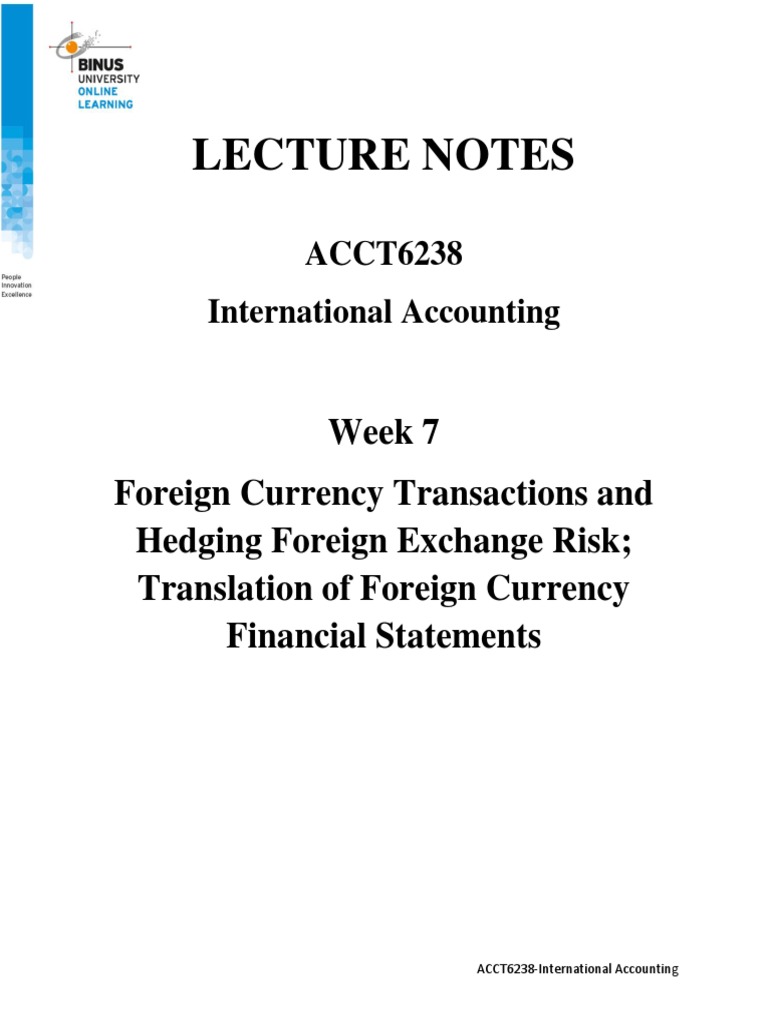 Foreign Currency and Hedging Foreign Exchange Risk LN7 | PDF