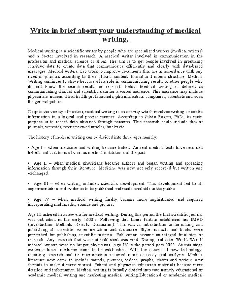 Understanding Medical Writing | PDF | Medicine | Physician