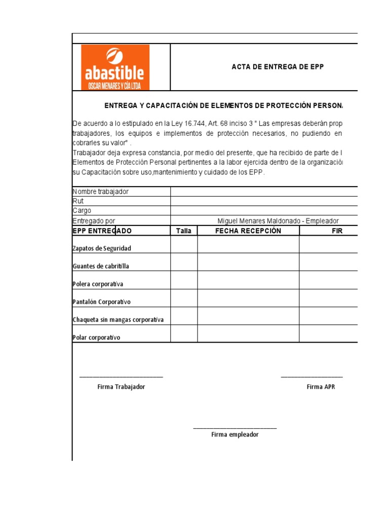 Acta Entrega Epp | PDF