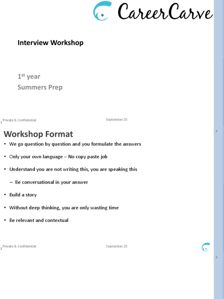 CareerCarve Interview Workshop Summers | PDF | Sales | Analytics