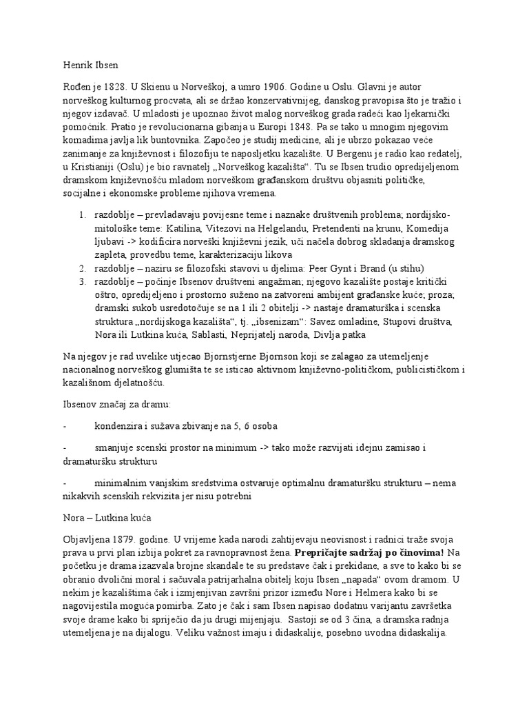 Henrik Ibsen Nora Tekst | PDF
