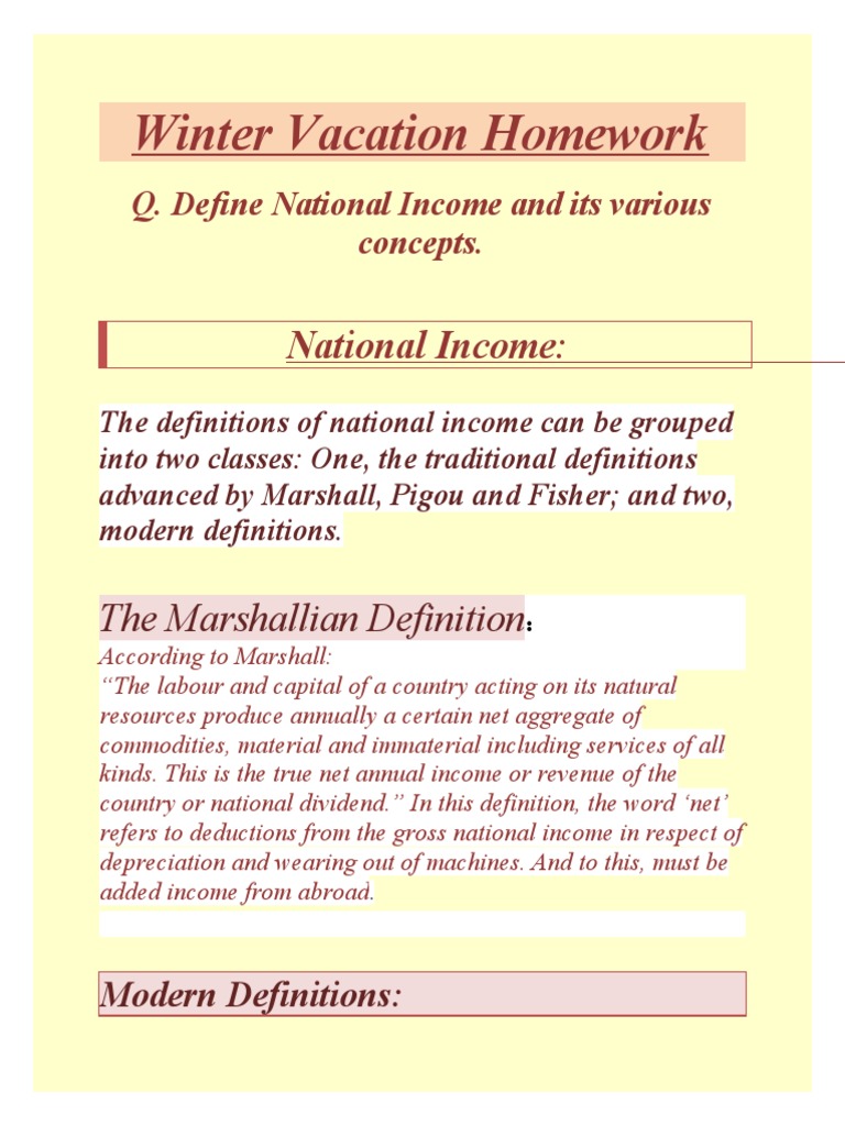 Winter Vacation Homework | PDF | Value Added | Gross Domestic Product