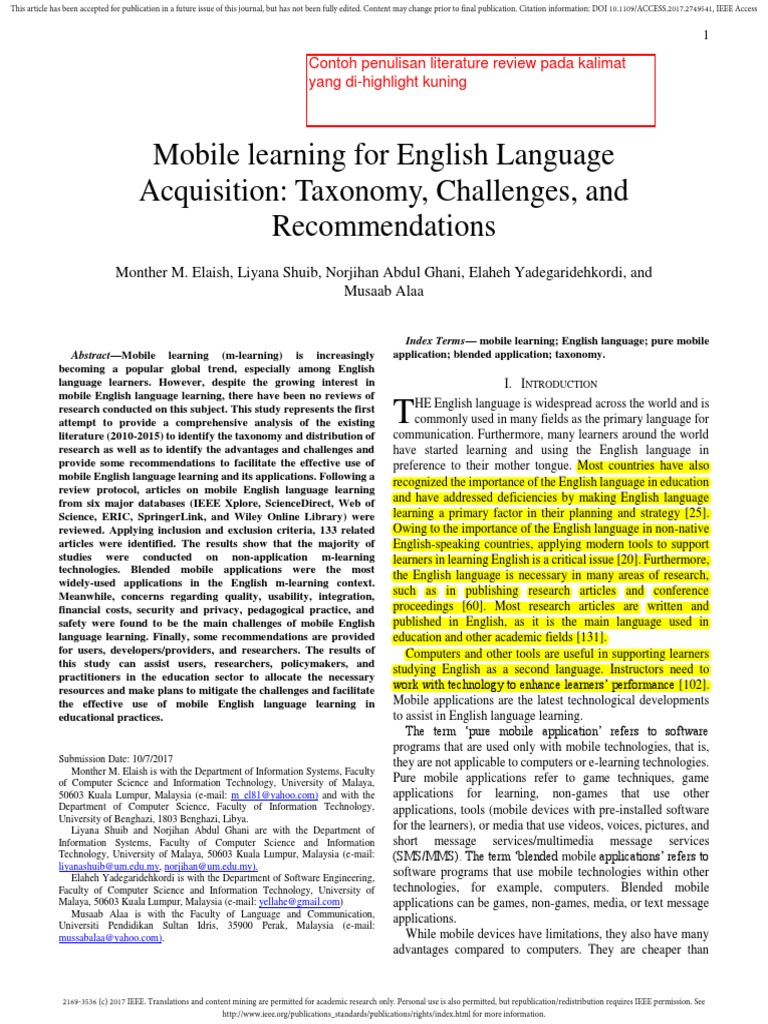 Contoh Literature Review | PDF | English As A Second Or Foreign ...