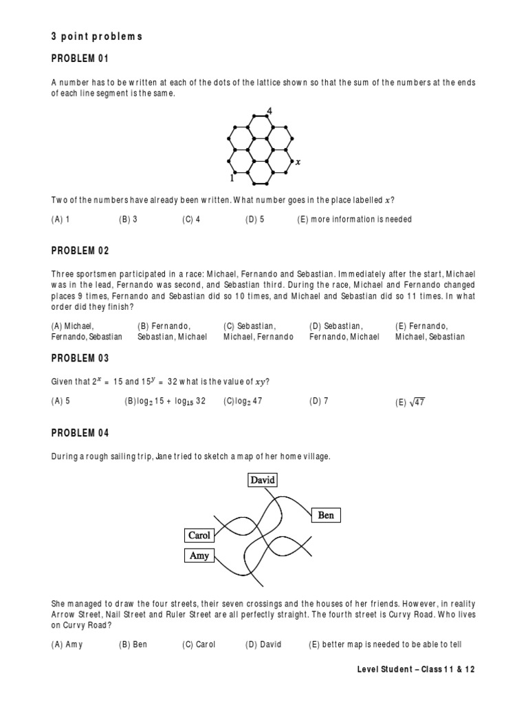3 Point Problems: Problem 01 | PDF | Area | Numbers