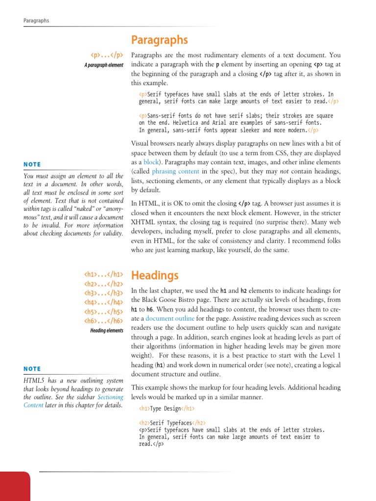 Paragraphs: Block Phrasing Content | PDF | Html Element | Typefaces