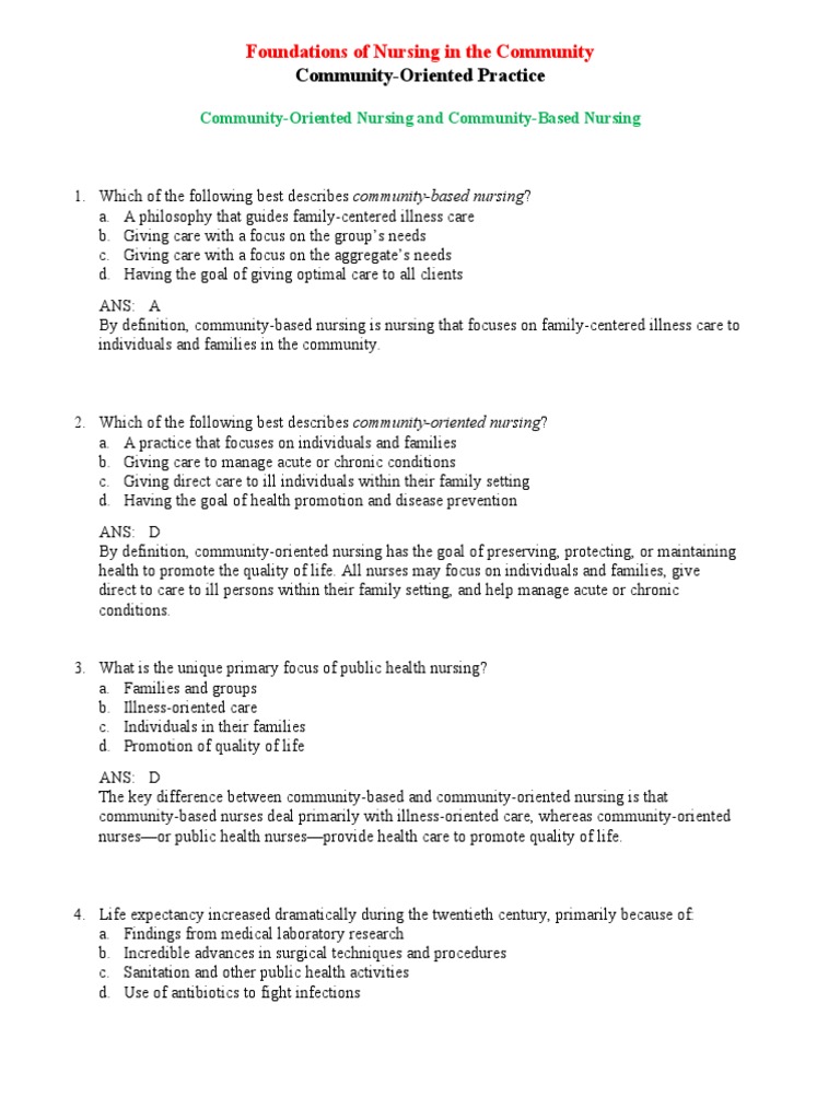 Community-Oriented Nursing and Community-Based Nursing | PDF | Nursing ...