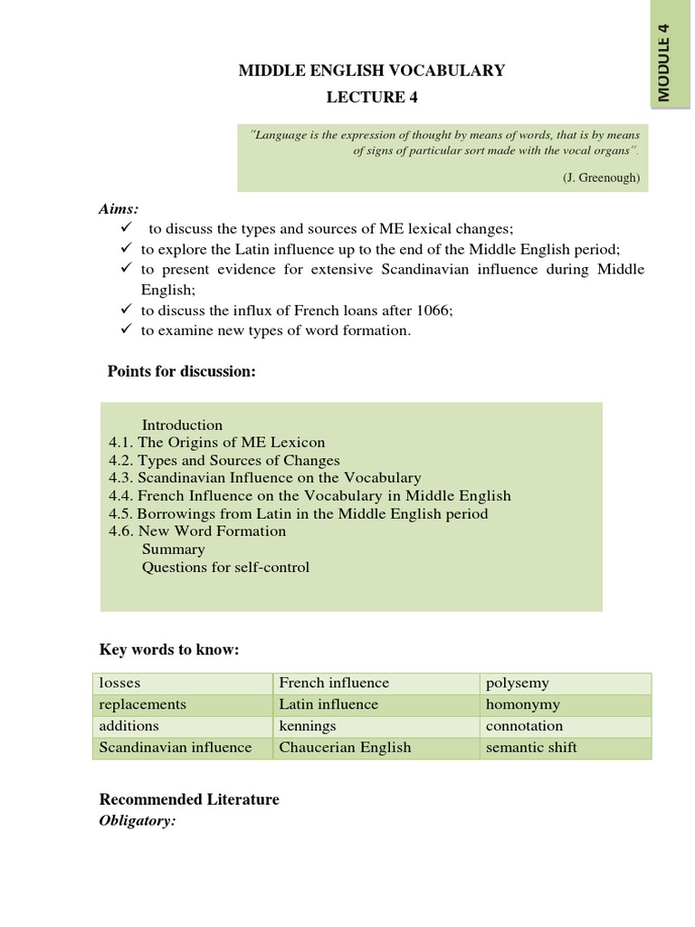 Aims:: Middle English Vocabulary | PDF | English Language | Lexicon