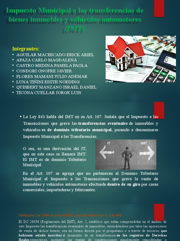 Impuesto Municipal A Las Transferencias de Bienes Inmuebles y Vehículos Automotores (IMT) | PDF ...