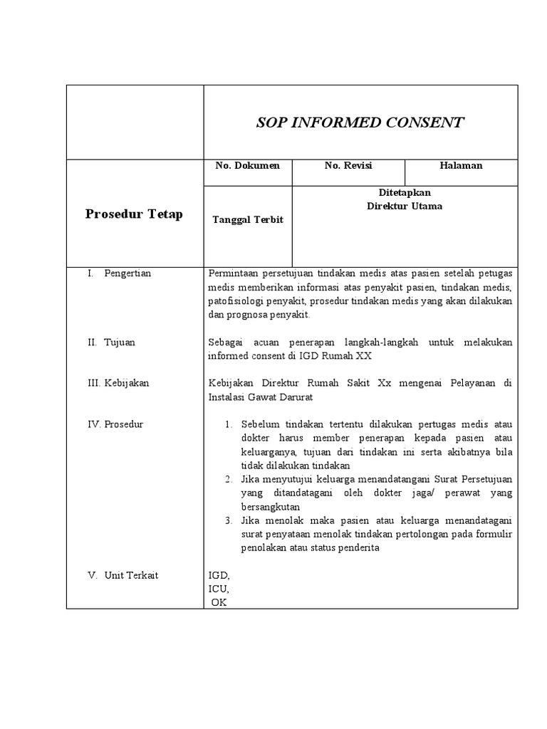 Sop Informed Consent | PDF
