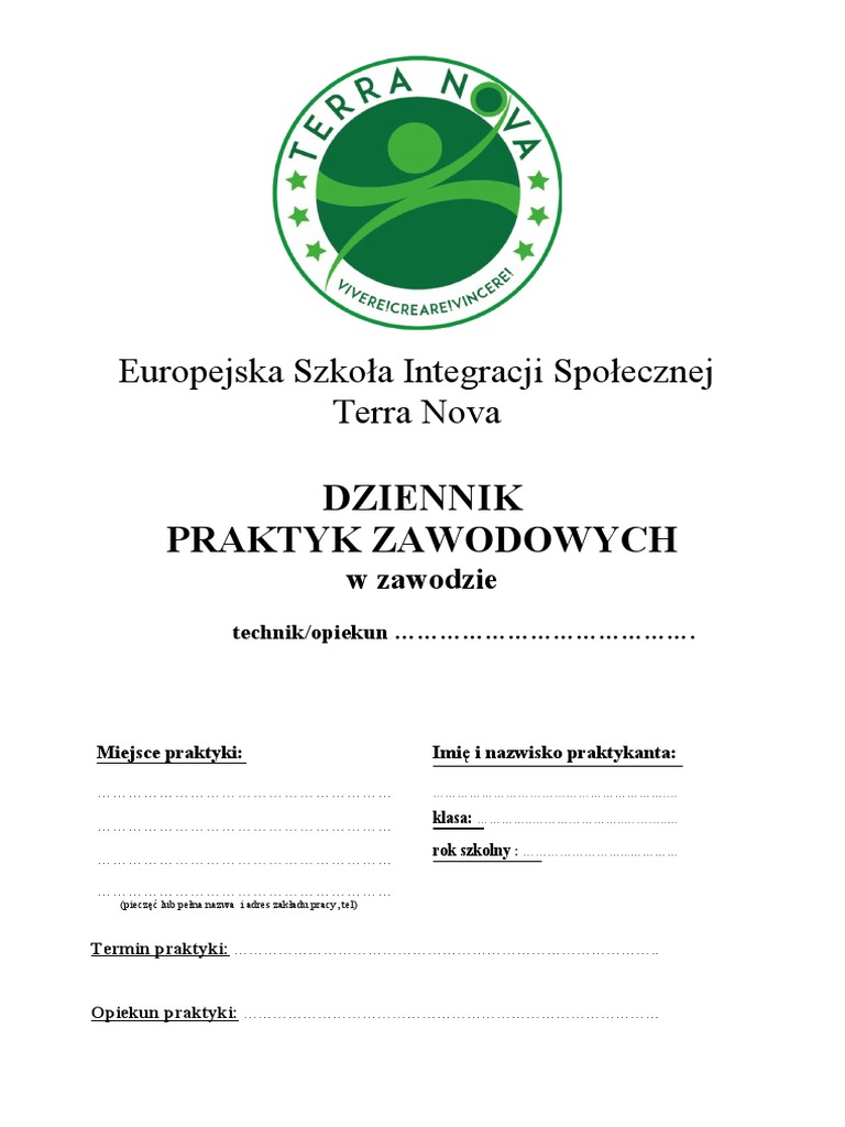 Dziennik Praktyk Zawodowych | PDF