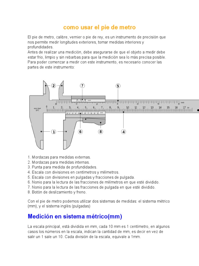 Pie de Rey | PDF | Metrología | Longitud