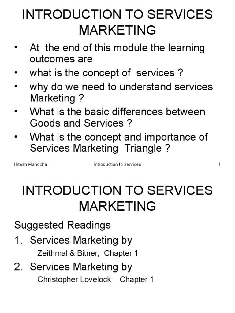 Introduction To Services Marketing-Hm | PDF | Marketing | Goods