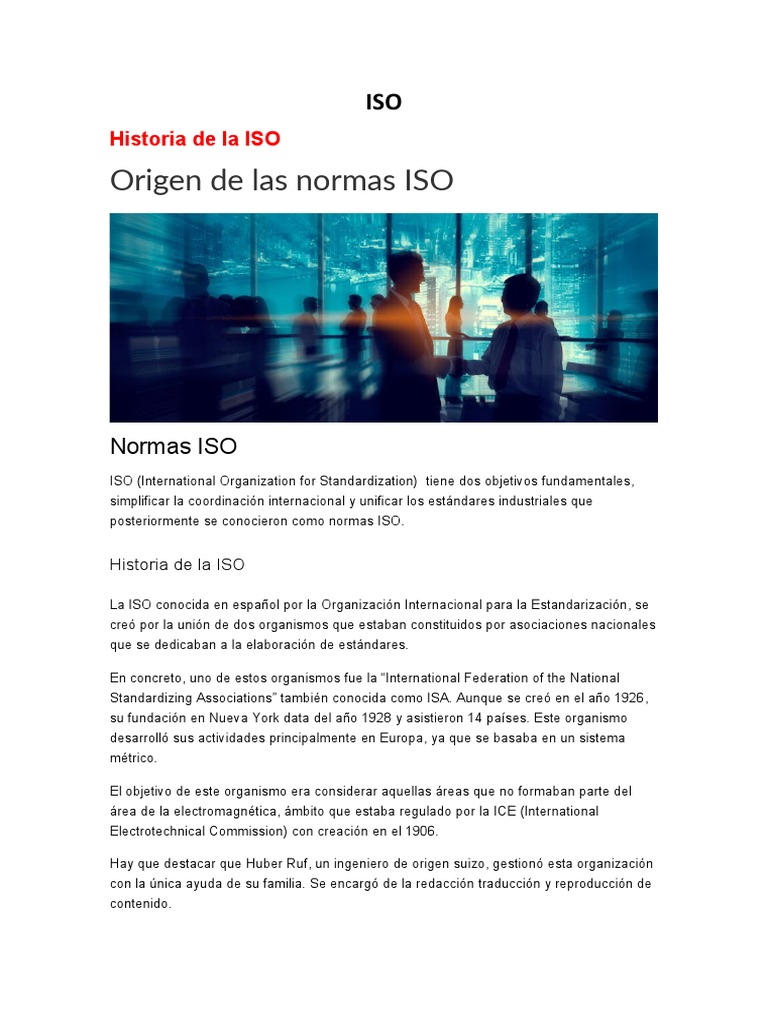 Origen de Las Normas ISO | PDF | Iso 9000 | Organización internacional ...