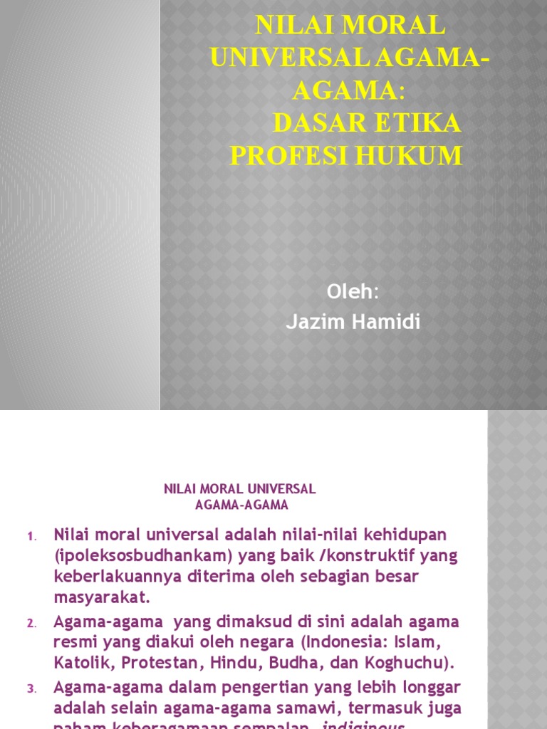 5 Nilai Moral Univertsal Agama | PDF | Agama & Spiritualitas