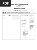 Sample Weekly Home Learning Plan Grade 7 Week 1 Quarter 1 August 24 ...