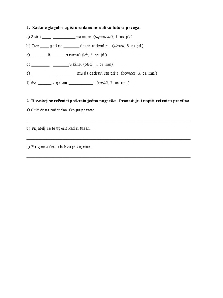 Futur Prvi - Zapis Za Pravopis | PDF