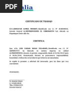 Certificado de Trabajo Ejemplo | PDF | Business