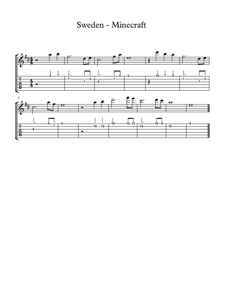 Sweden - Minecraft - Partitura Completa | PDF