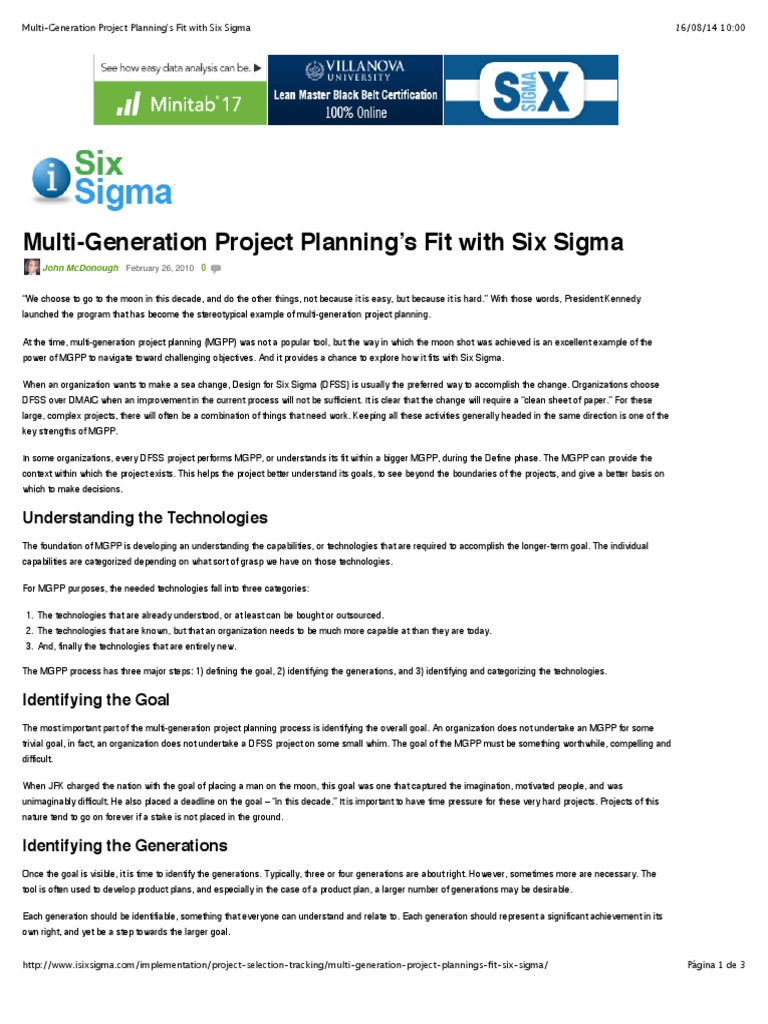 Multi-Generation Project Planning's Fit With Six Sigma | Download Free ...