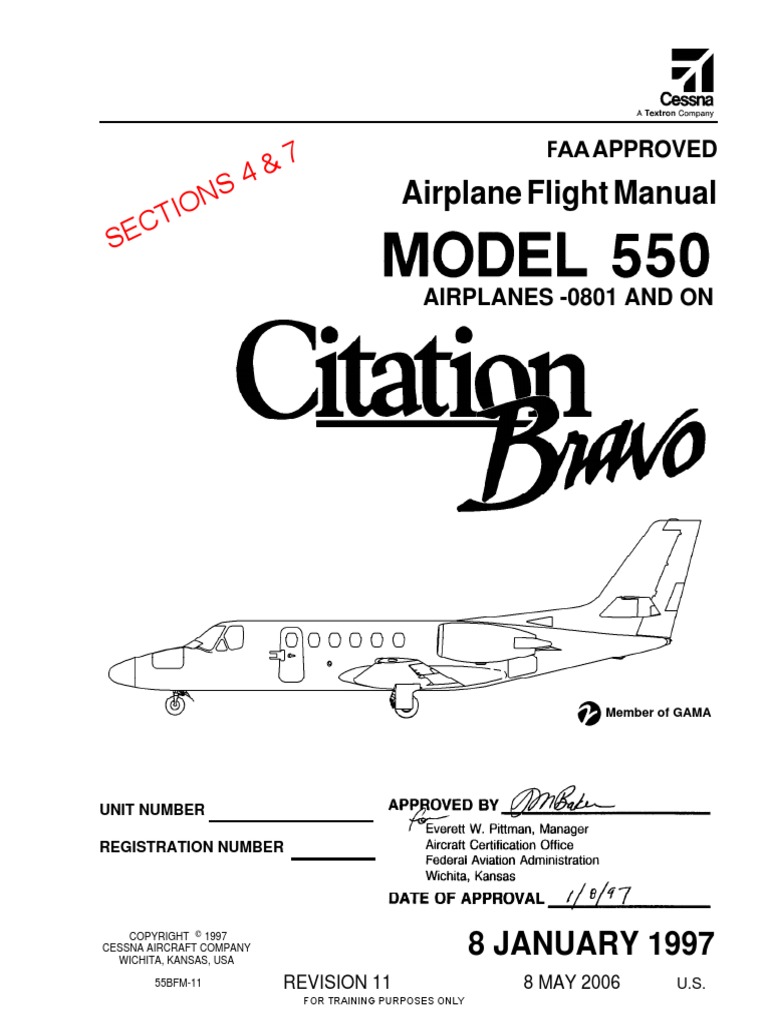 C550 Bravo AFM Sec.4&7 | PDF | Airspeed | Takeoff