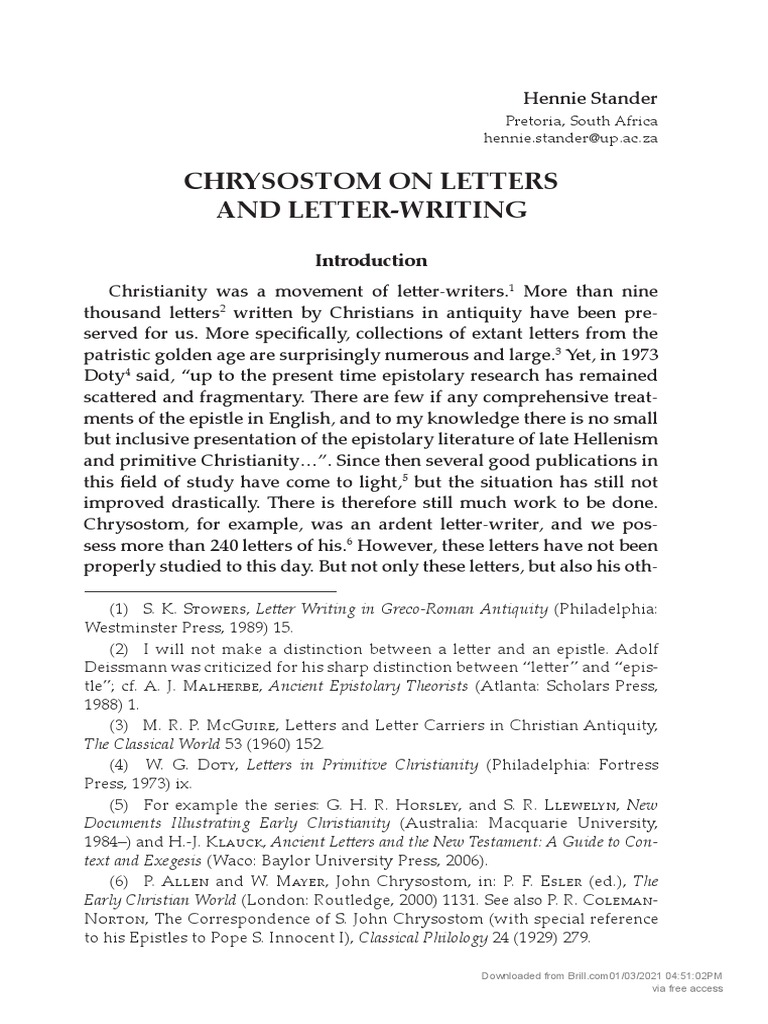 Chrysostom's Insights on Letter-Writing | PDF | Paul The Apostle | New ...