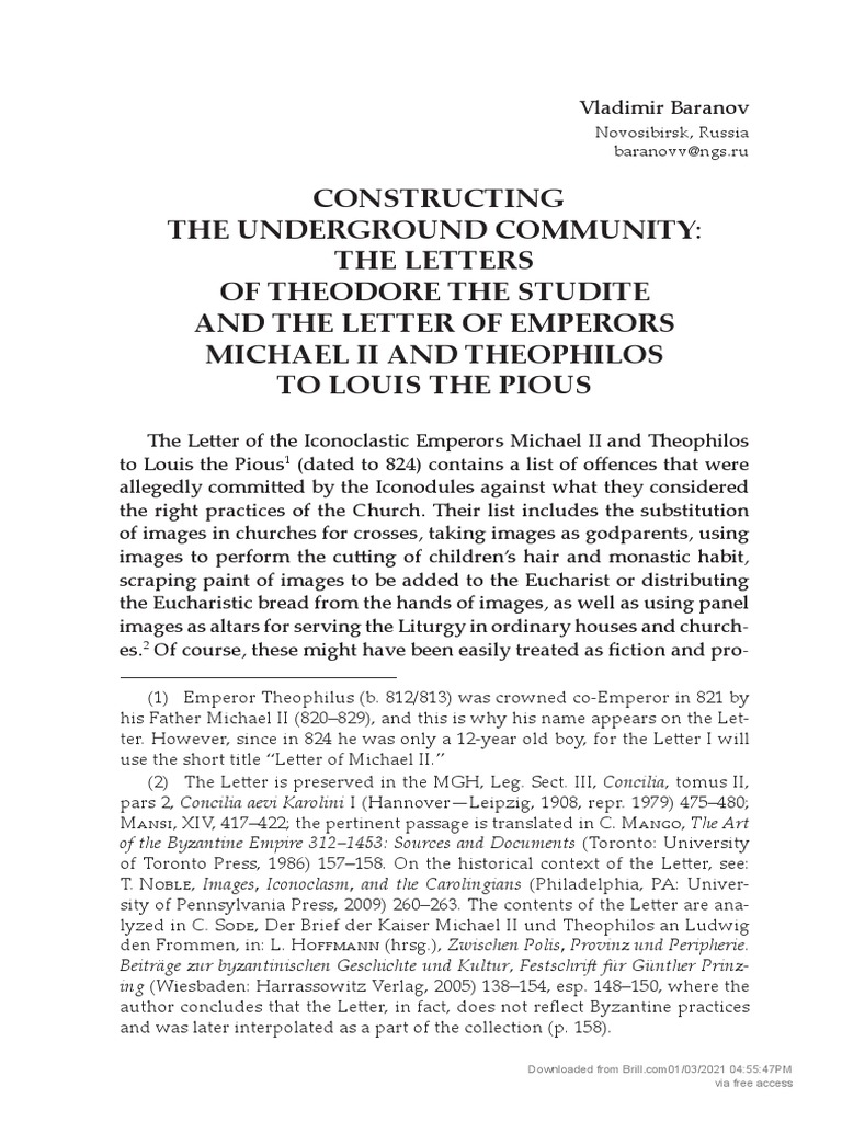 Constructing The Underground Community - The Letters of Theodore The ...