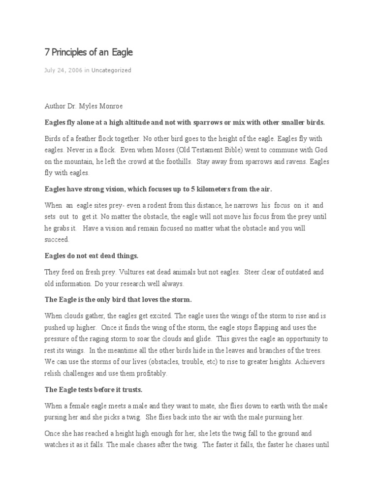 7 Principles of An Eagle | PDF | Eagle | Nest