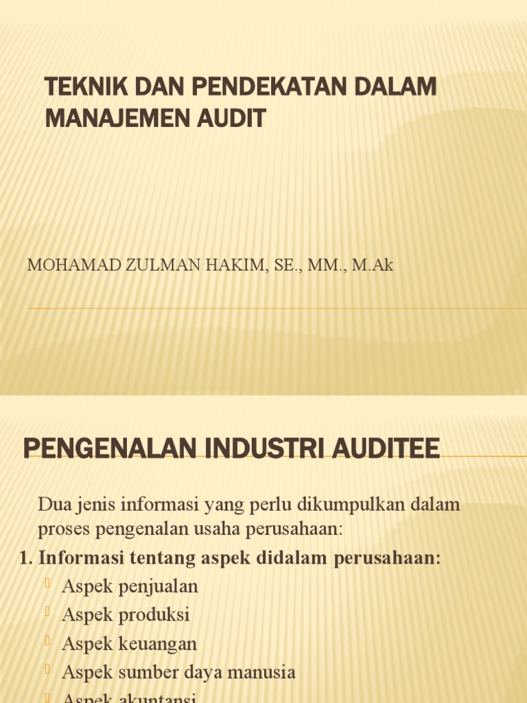 Teknik & Pendekatan Audit Manajemen | PDF