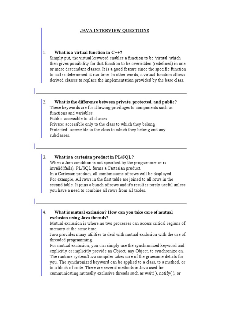 Java Interview Questions | PDF | Class (Computer Programming) | Method (Computer Programming)
