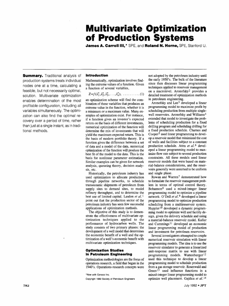 Multivariate Optimization of Production Systems | PDF | Mathematical ...