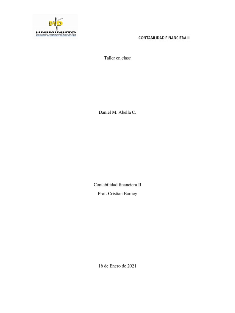 Taller Contabilidad Financiera Ii Pdf Contabilidad Financiera