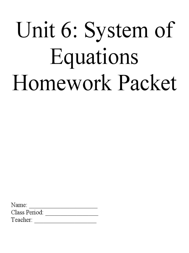 Unit 6: System of Equations Homework Packet | PDF | Equations ...