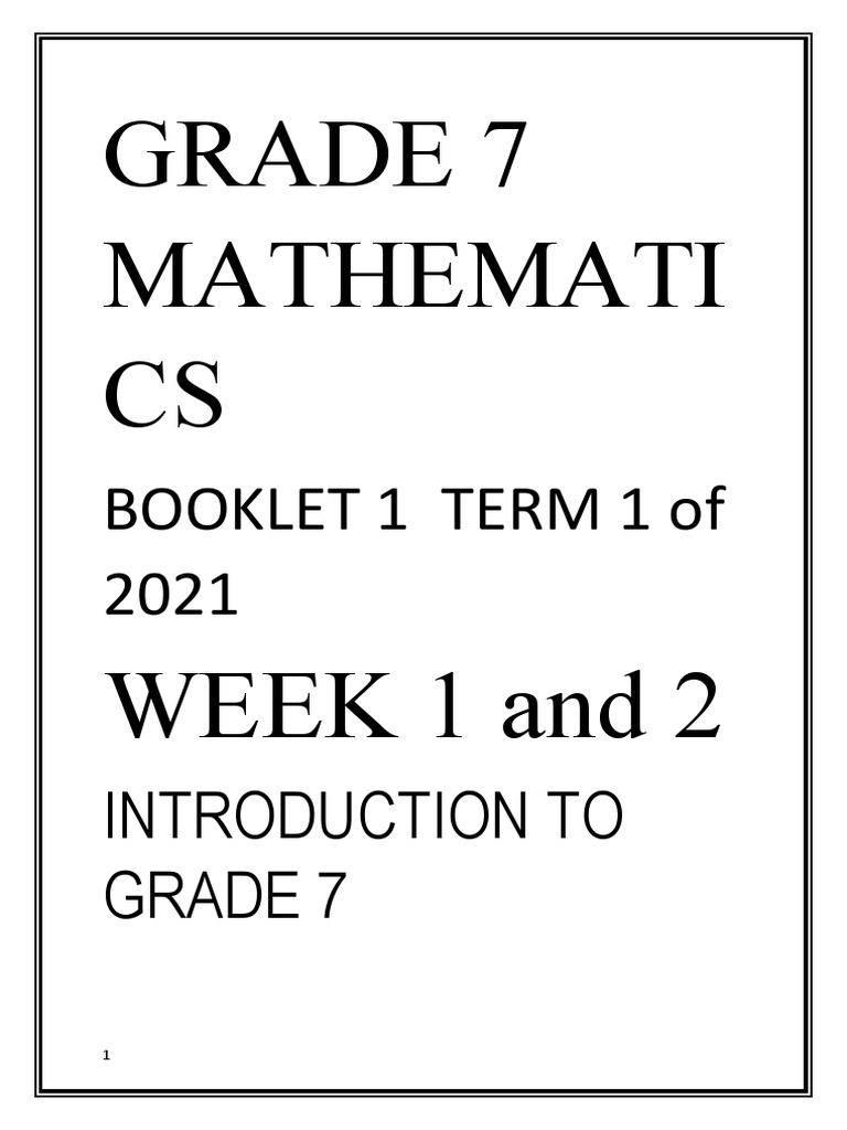 Grade 7 Mathematics Term 1 Booklet | PDF | Area | Numbers