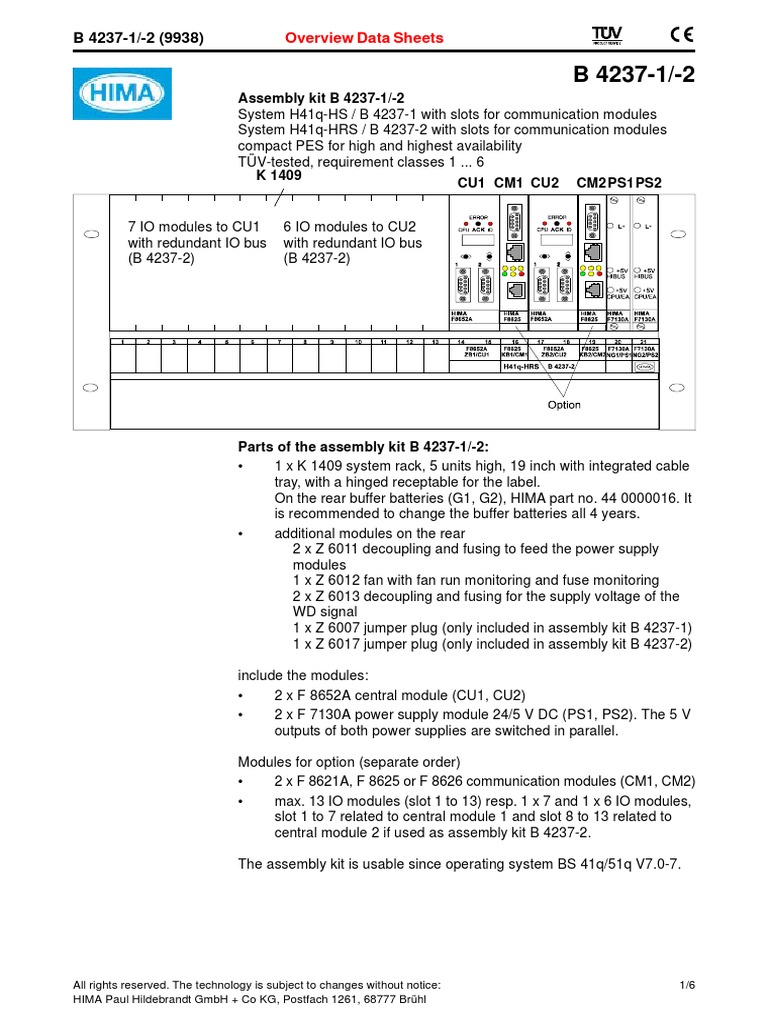 Overview Data Sheets: Assembly Kit B 4237-1/-2 | PDF | Power Supply ...