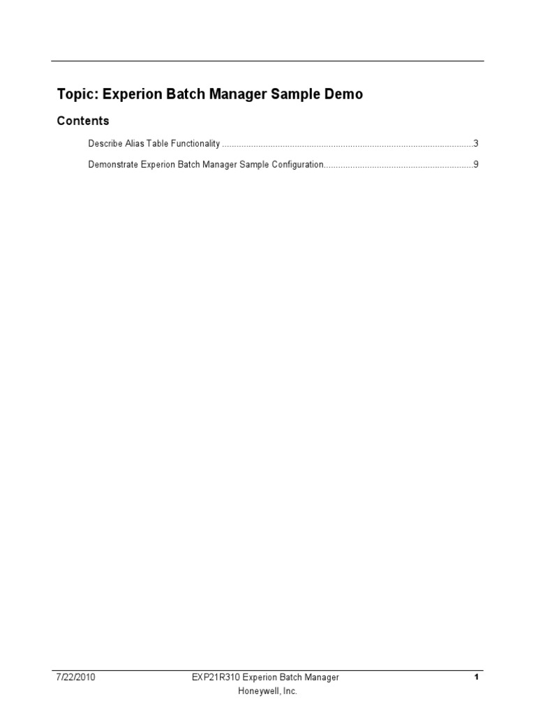 Topic: Experion Batch Manager Sample Demo | Download Free PDF | System ...