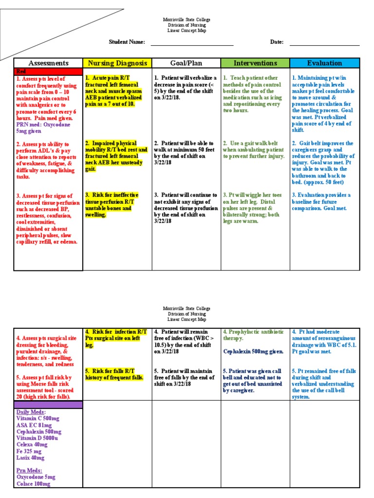 Hip Fracture Concept Map | PDF | Pain Management | Pain