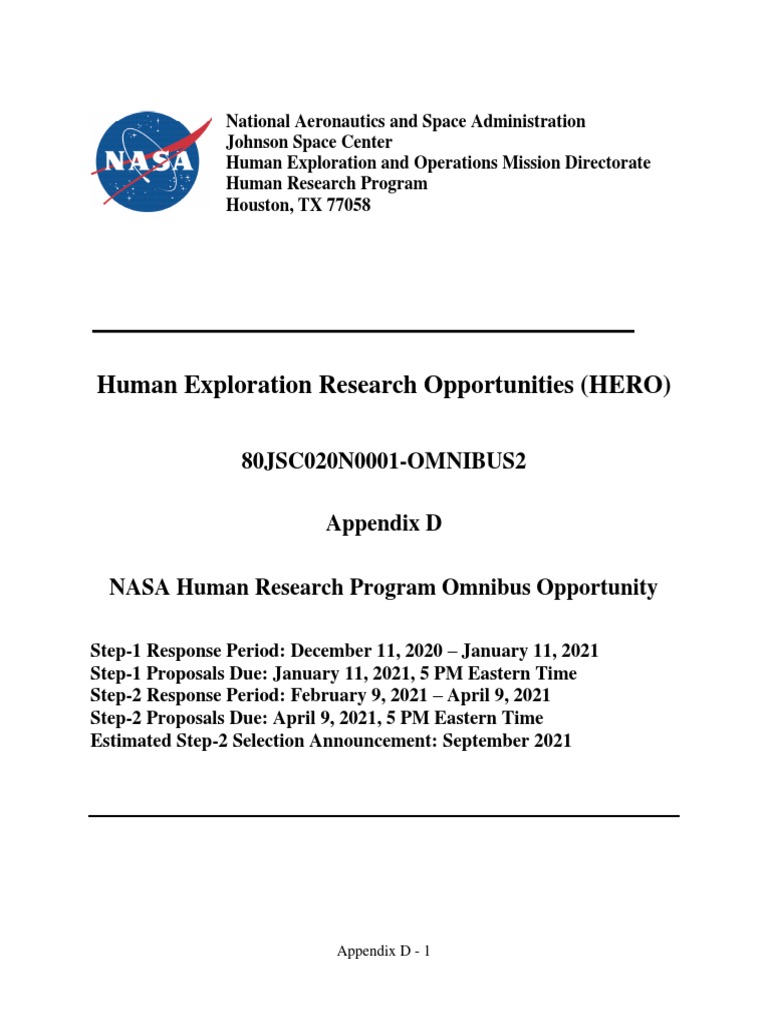 NASA HRP Omnibus Opportunity | PDF | Nasa | Science