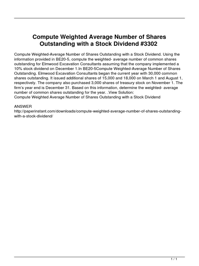 Compute Weighted Average Number of Shares Outstanding With A Stock ...