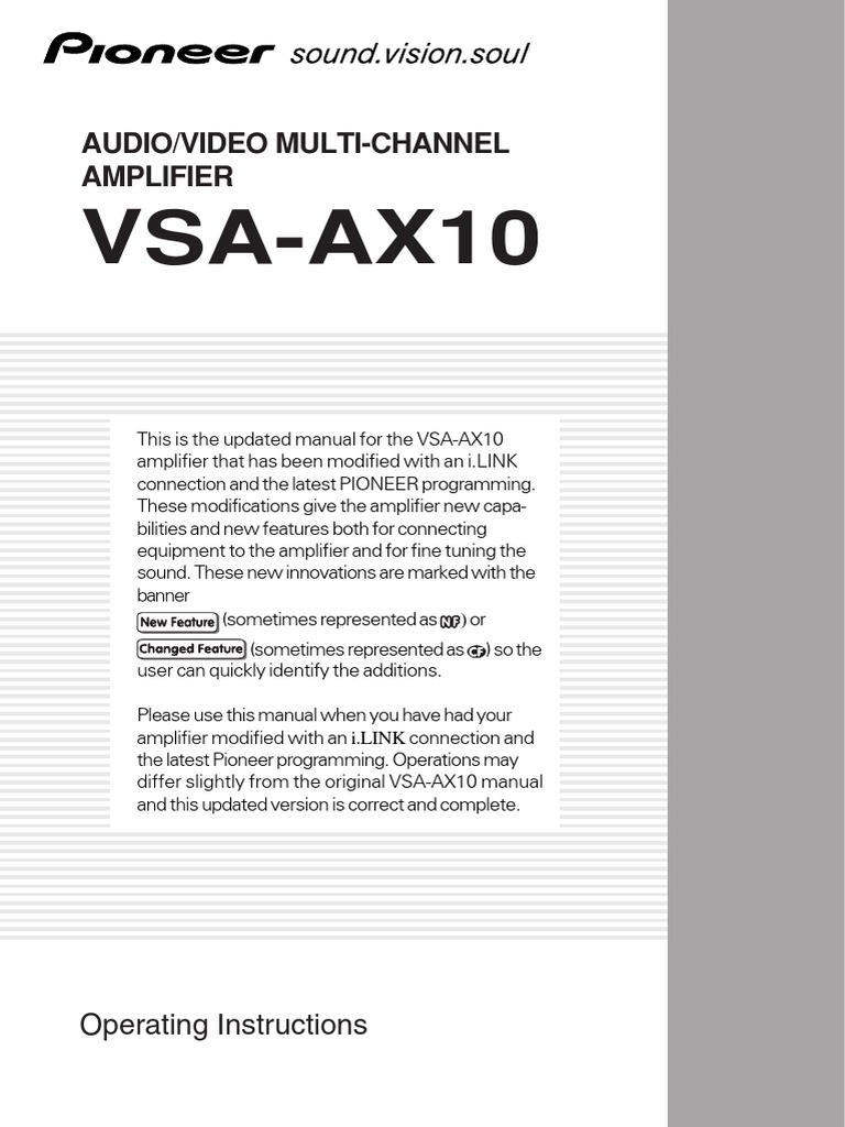 VSA-AX10 Manual ENpdf | PDF | Sound Production | Electronics