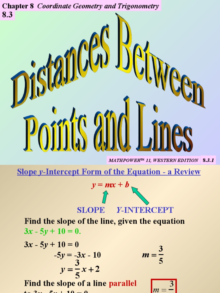Coordinate Geometry: Slope & Distance | PDF | Line (Geometry) | Slope