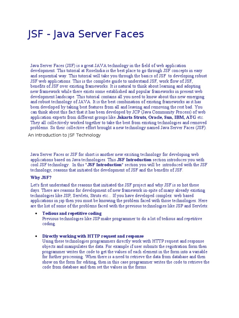 JSF | PDF | Java Server Faces | Model–View–Controller